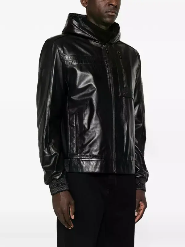 SERGIO MORETTI FIRENZE Hooded Leather Jacket