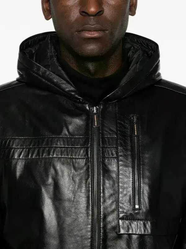 SERGIO MORETTI FIRENZE Hooded Leather Jacket