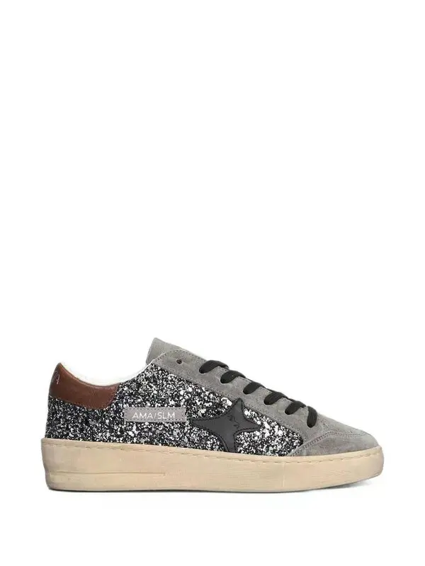 AMA-BRAND Glitter-embellished Star-patch Sneakers