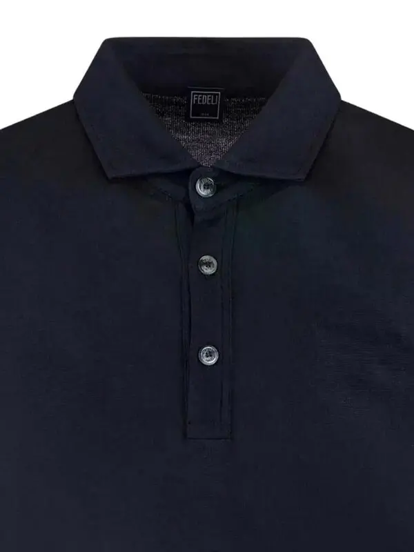 Fedeli Long-sleeved Polo Shirt - Blue