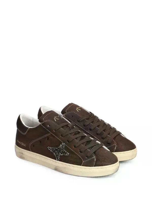 AMA-BRAND Glitter-star Leather Sneakers