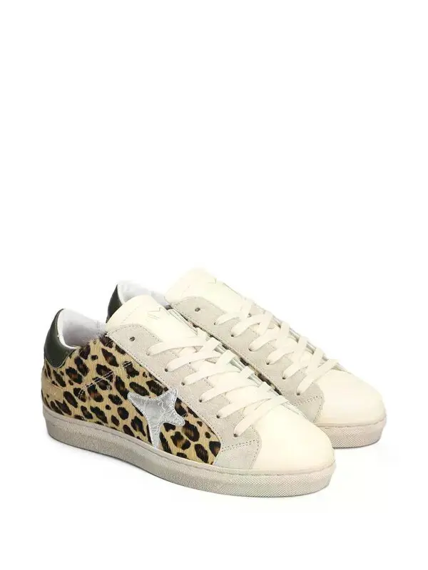 AMA-BRAND Leopard-print Star-patch Sneakers