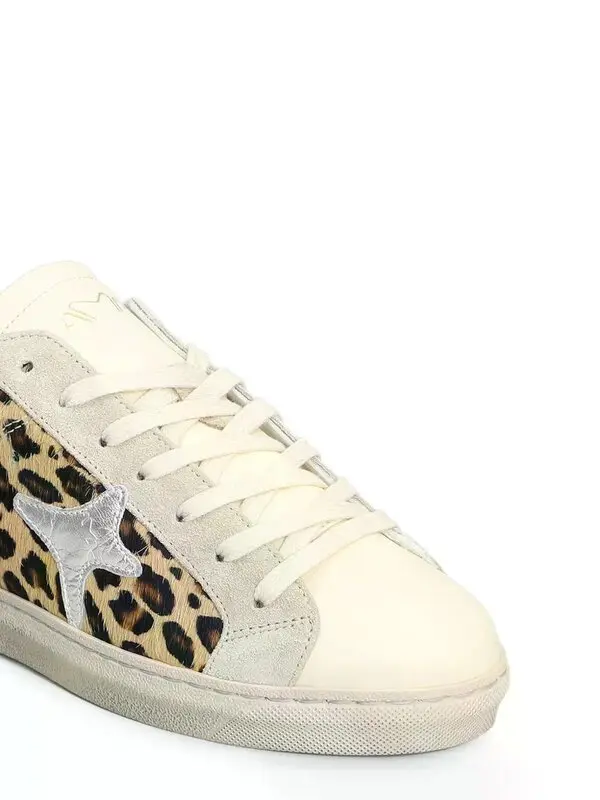 AMA-BRAND Leopard-print Star-patch Sneakers