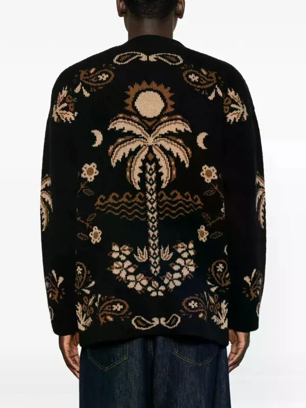 Alanui Palm-intarsia Knitted Cardigan
