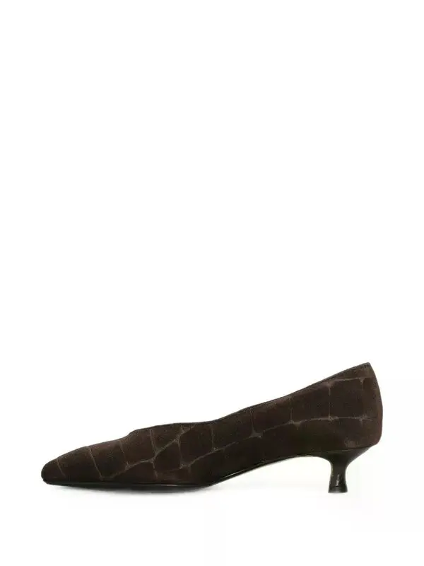 L'ARIANNA Croc-effect Suede Pumps