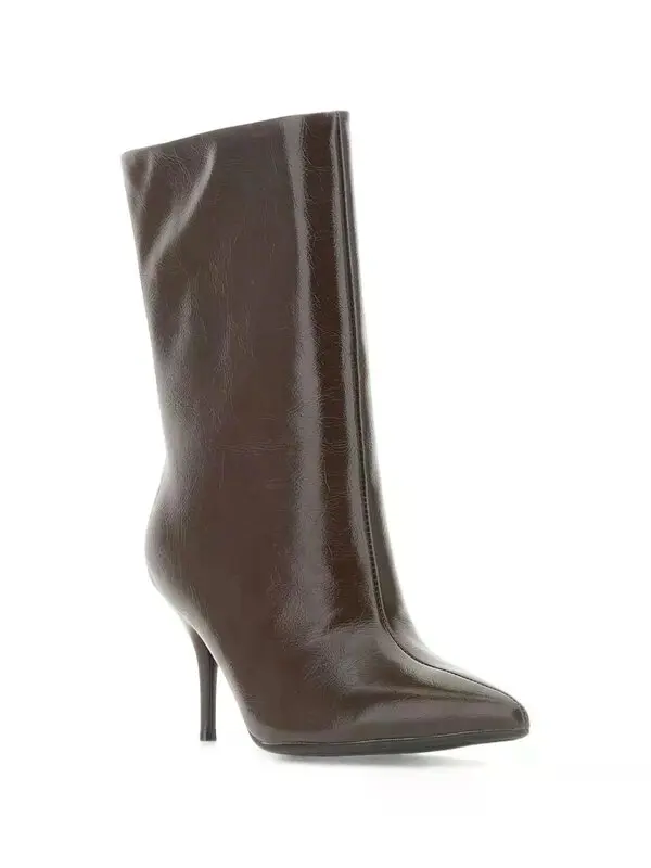 TWENTY FOURHAITCH Unuk Crinkled-patent Pointed-toe Ankle Boots