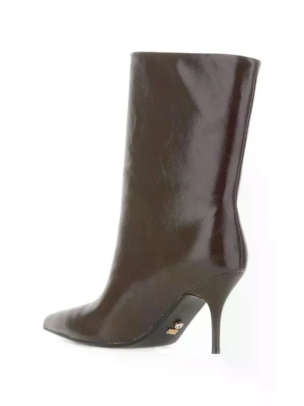 TWENTY FOURHAITCH Unuk Crinkled-patent Pointed-toe Ankle Boots