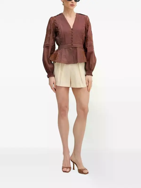 SILVIAN HEACH Embroidered Pintuck-detail Blouse