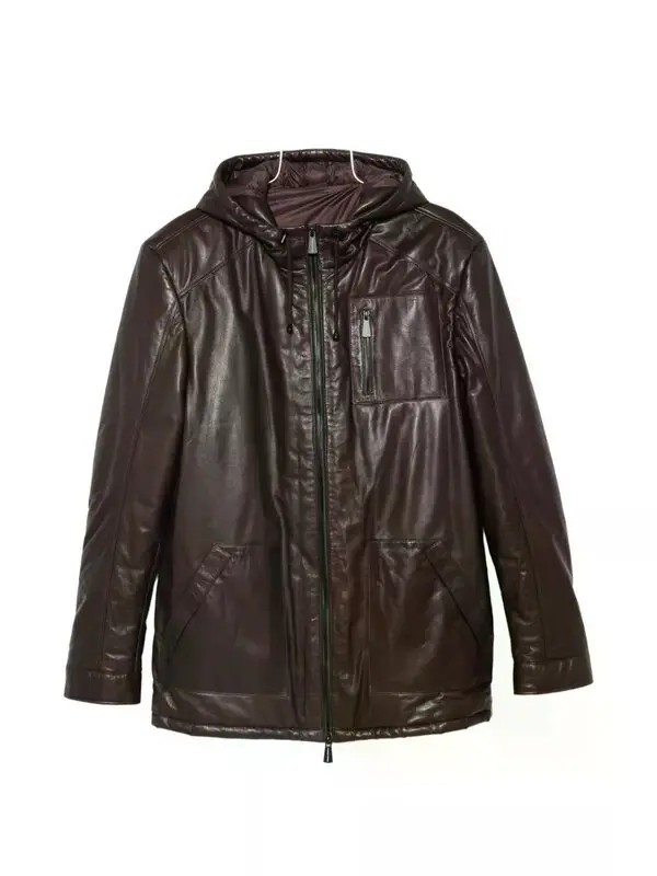 SERGIO MORETTI FIRENZE Hooded Leather Jacket