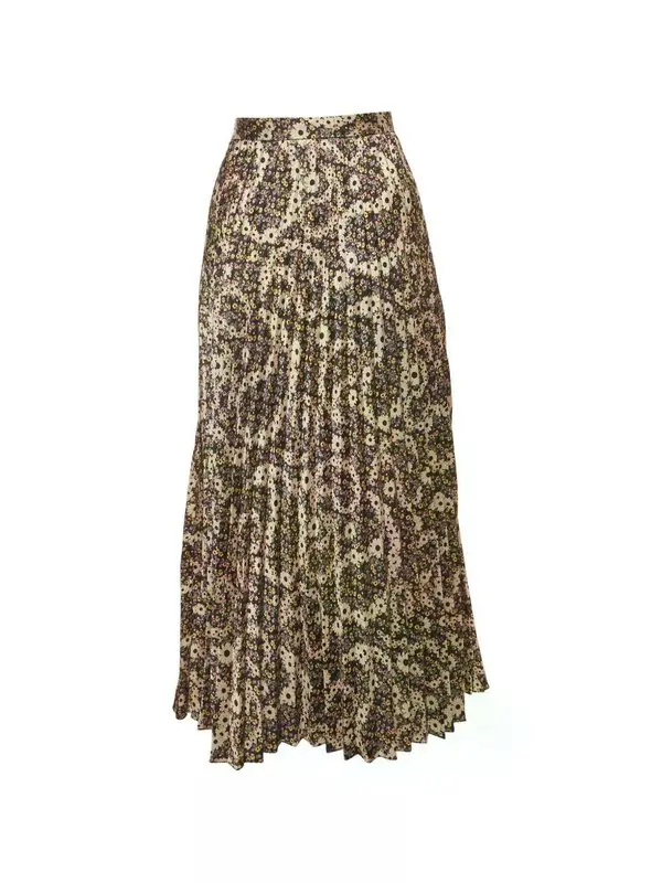 Maje Floral-print Pleated Midi Skirt