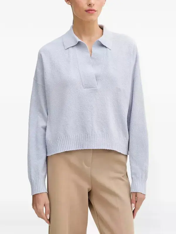 Sisley Bouclé-knit Polo Sweater
