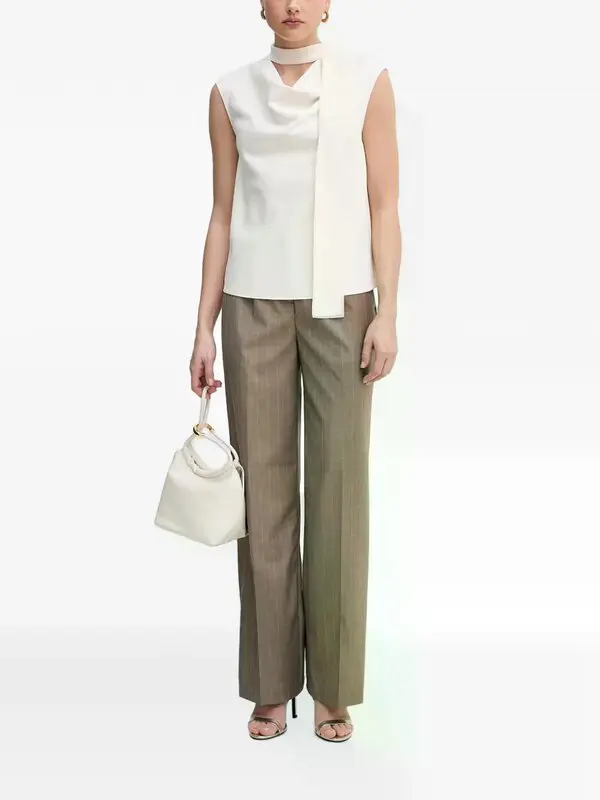 Sisley Pussy-bow Sleeveless Blouse - White