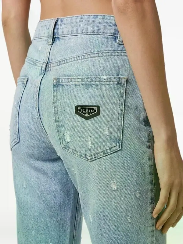 Philipp Plein Straight-fit Distressed Denim Jeans