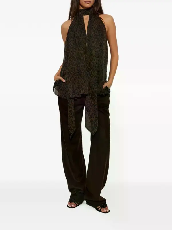 ROTATE BY BIRGER CHRISTENSEN Halterneck Bow Top Leopard