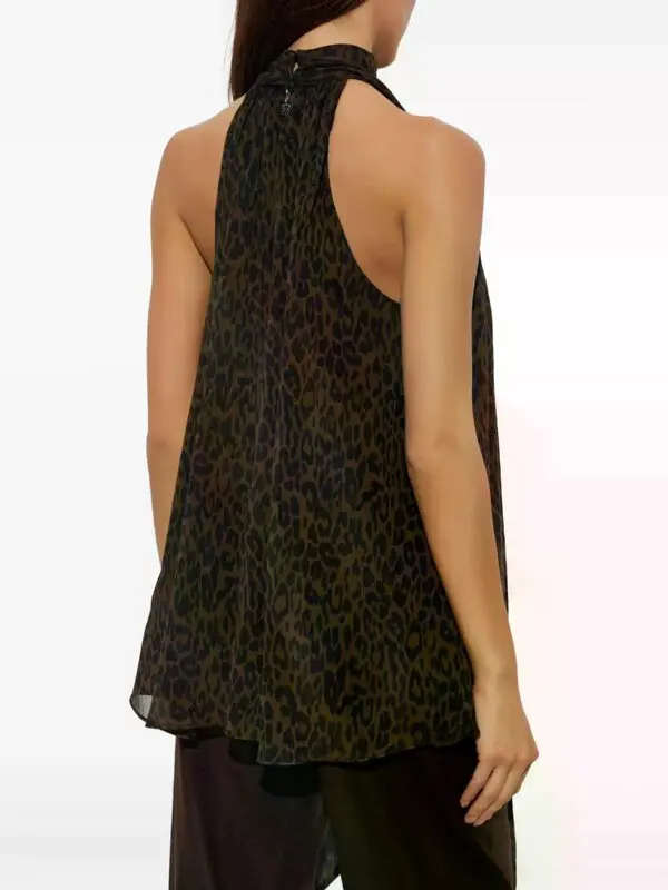 ROTATE BY BIRGER CHRISTENSEN Halterneck Bow Top Leopard