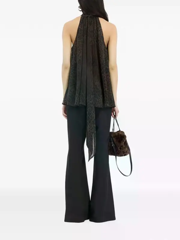 ROTATE BY BIRGER CHRISTENSEN Halterneck Bow Top Leopard