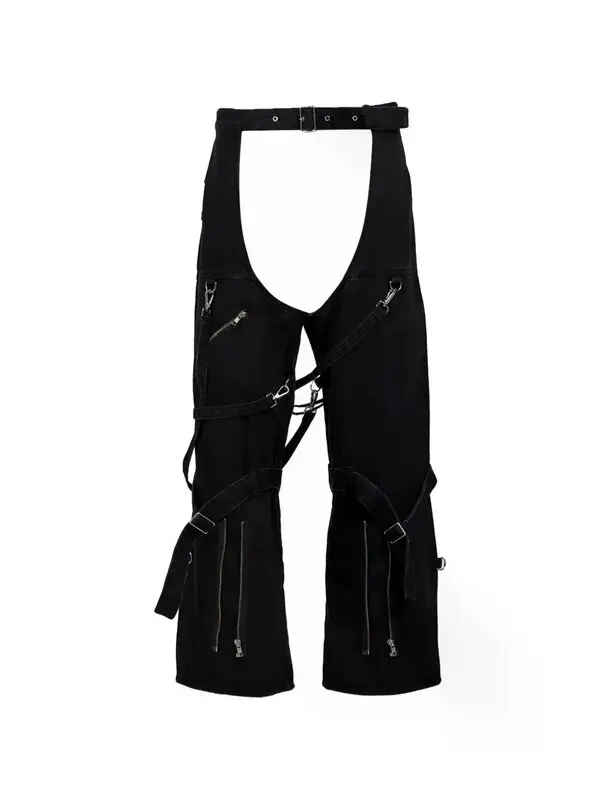 JUN/NAKAYAMA Bondage-style Denim Chaps - Black