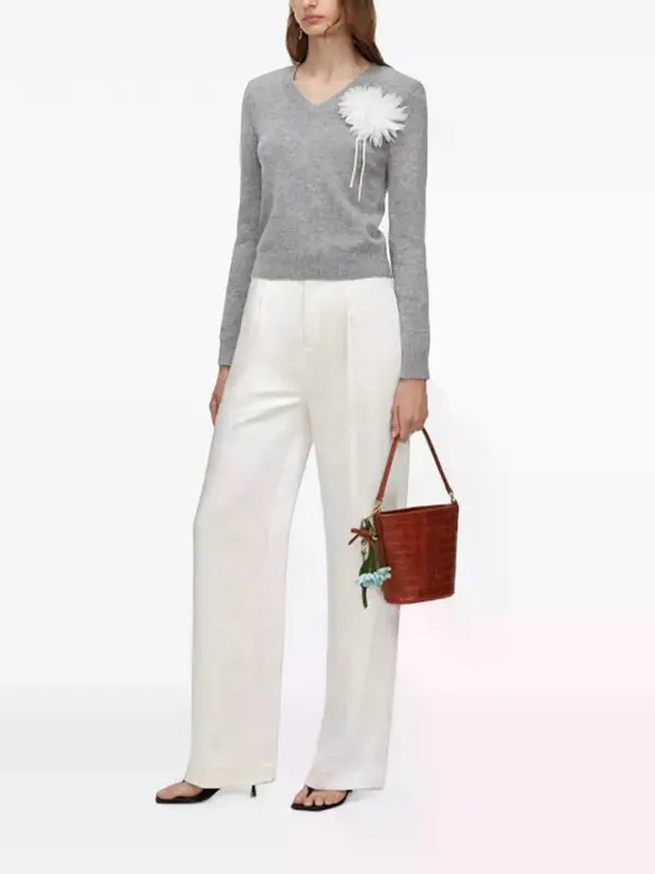 SELF-PORTRAIT Flower Wool Jumper - Grey