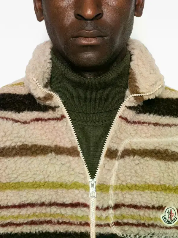 Moncler Teddy Striped Teddy-texture Cardigan