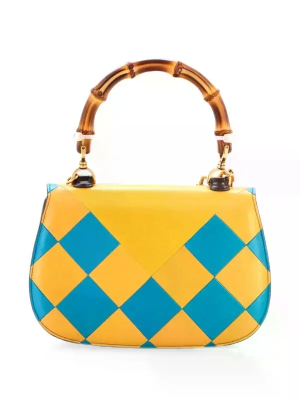 Gucci Bamboo 1947 Top Handle Bag Limited Edition Geometric Print Leather Medium Satchel