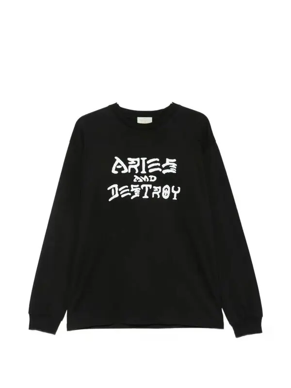 Aries Long-sleeve Slogan-print T-shirt