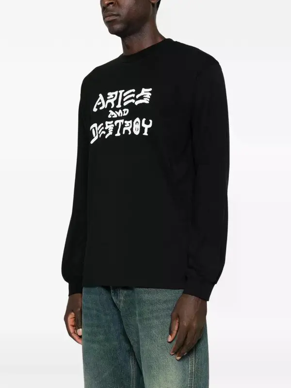 Aries Long-sleeve Slogan-print T-shirt