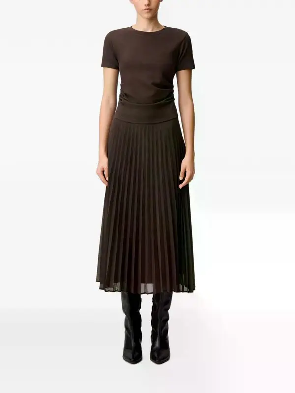 Claudie Pierlot Pleated Bi-material Dress