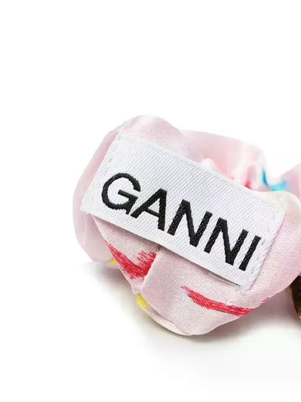 GANNI Graphic-print Silk Scrunchie