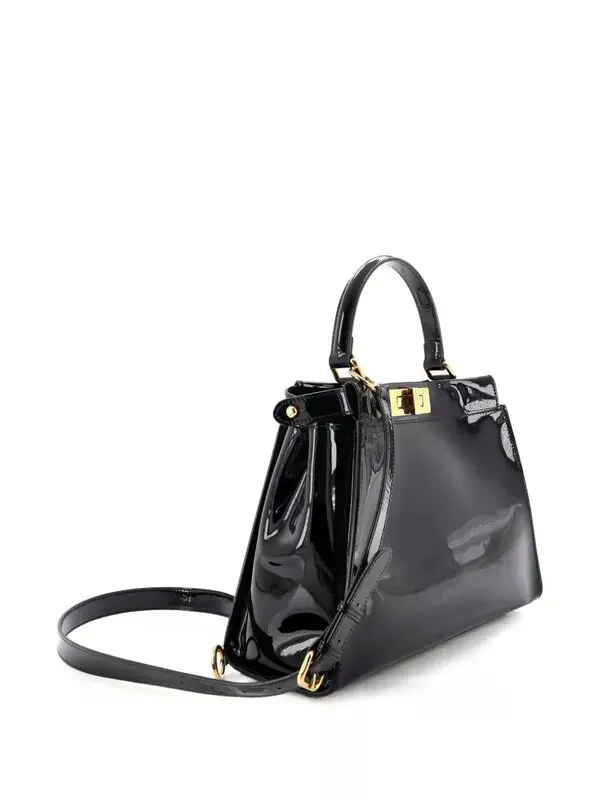 Fendi Peekaboo Regular Patent Satchel - Black