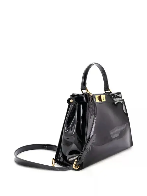 Fendi Peekaboo Regular Patent Satchel - Black