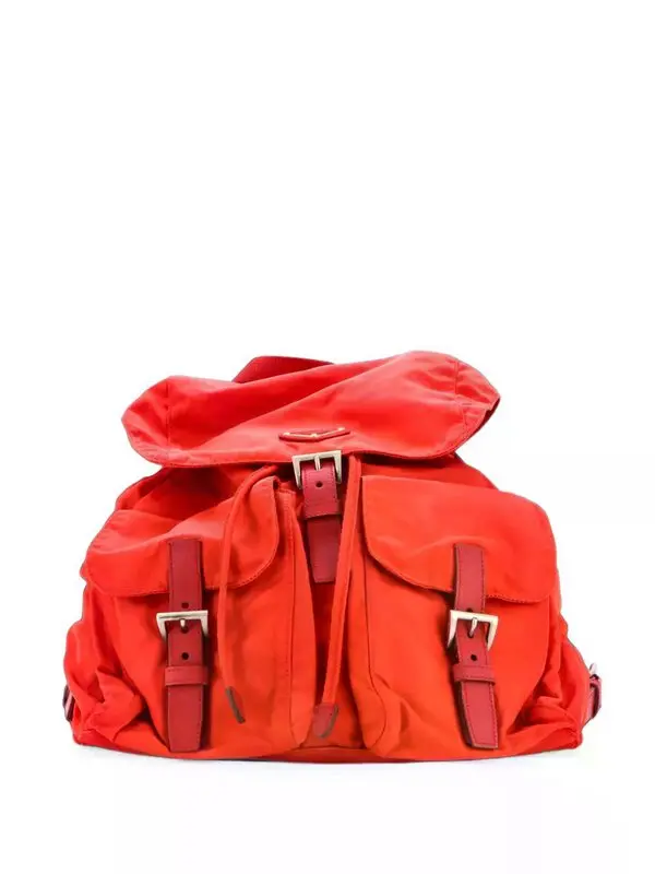 Prada Double Pocket Buckle Tessuto Medium Backpack