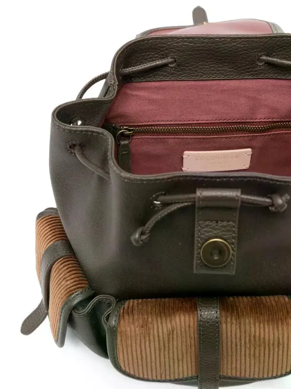 COCCINELLE Corduroy-panel Leather-trim Backpack