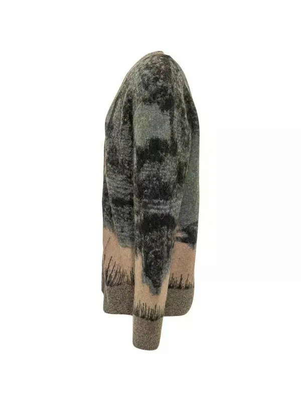 LANEUS Landscape-pattern V-neck Cardigan