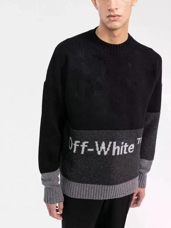 Off-White Colour-block Logo Intarsia Jumper