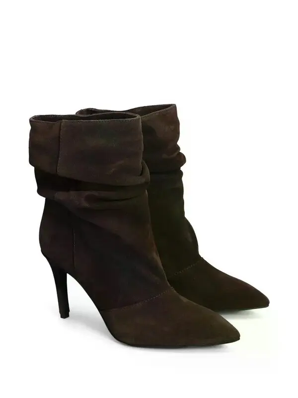 VIA ROMA 15 Draped Pointed-toe Ankle Boots - Brown