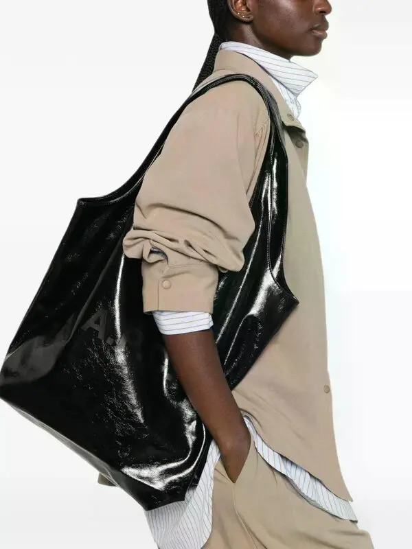 A.p.c. Logo-print Patent-finish Tote Bag