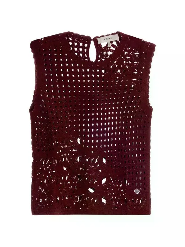 FRAME Postcard Crochet-knit Tank Top - Red
