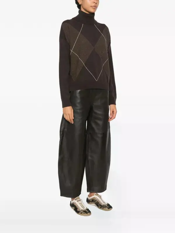Peserico Argyle Roll-neck Sweater