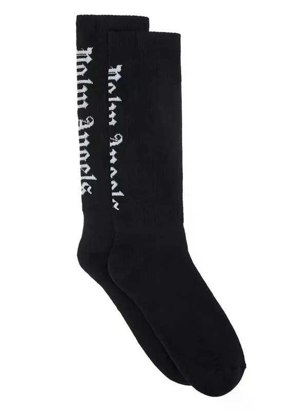 Palm Angels Intarsia Logo Socks - Black