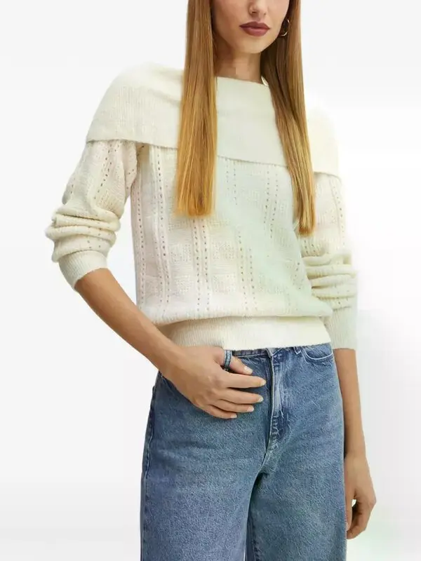 SILVIAN HEACH Rojas Pointelle-knit Off-shoulder Sweater