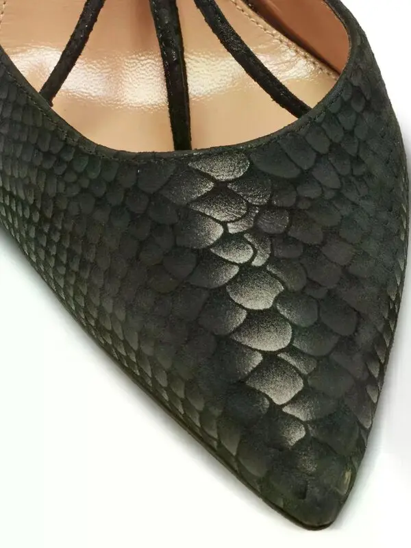 GIANVITO ROSSI Snakeskin-embossed Ankle-tie Pumps