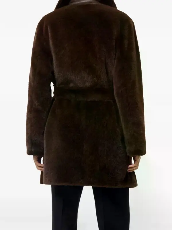 Burberry Short Belted Faux Fur Lightweight Coat