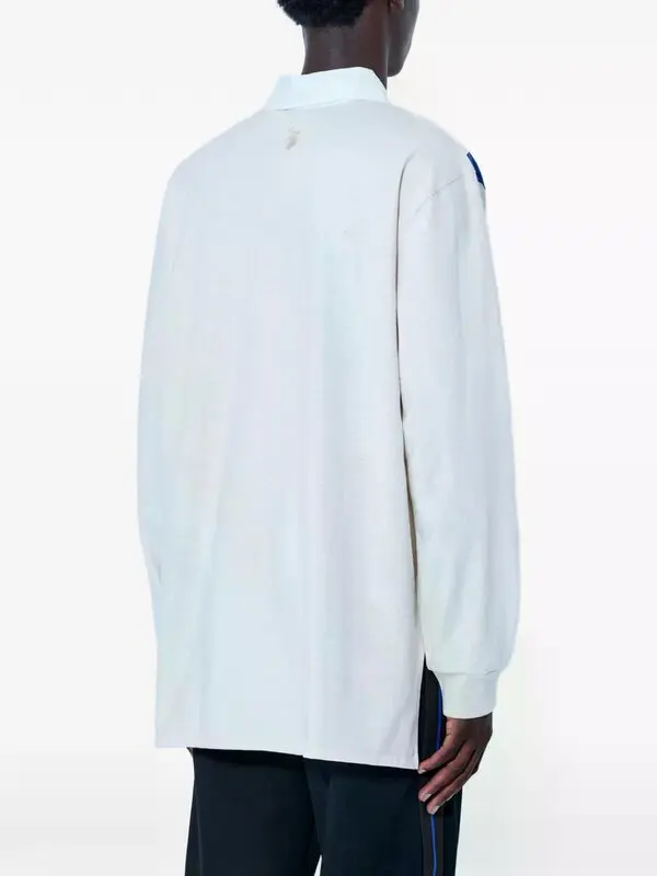 WALES BONNER Diagonal-stripe Long-sleeve Polo Shirt