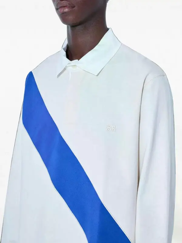 WALES BONNER Diagonal-stripe Long-sleeve Polo Shirt