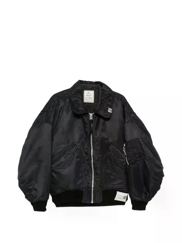 Mihara Yasuhiro Ruched Zip-up Bomber Jacket - Black
