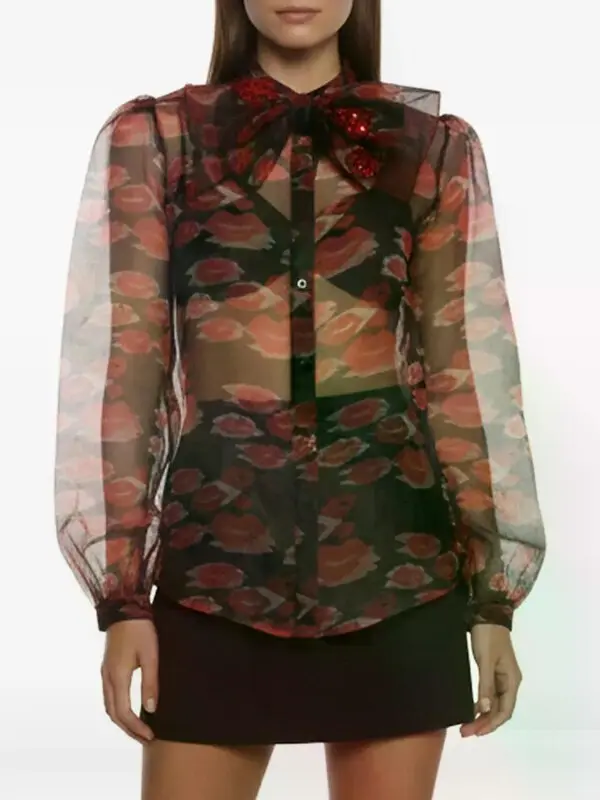 Elisabetta Franchi Bow-detail Lip-print Blouse
