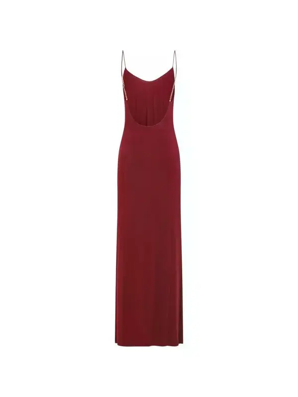 Saint Laurent Cassandre-chain Backless Dress In Knit