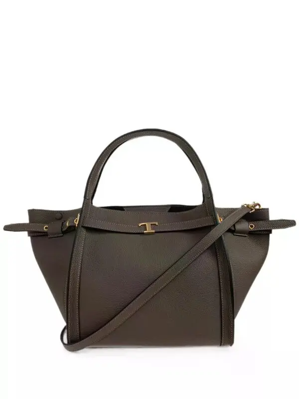 TOD'S T Signature Shopping Bag In Leather Small - Brown