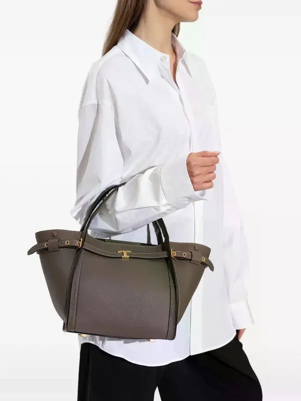 TOD'S T Signature Shopping Bag In Leather Small - Brown