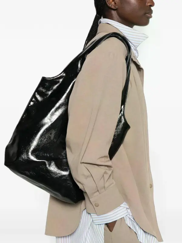 A.p.c. Logo-print Patent-finish Tote Bag